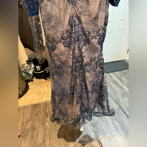 Dresses | Elegant Blue And Gray Embroidered Dress | Poshmark
